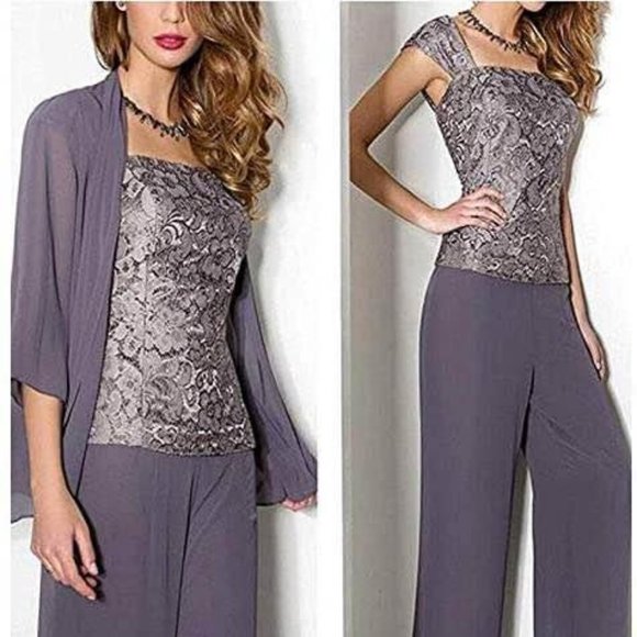 Pants & Jumpsuits | Purple Chiffon Mother Of The Bride Outfit Size 18 ...